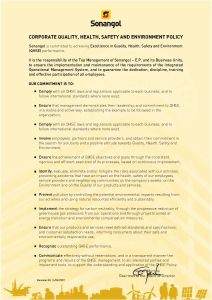 POLÍTICA CORPORATIVA DE QSSA – Sonangol | Sustentabilidade